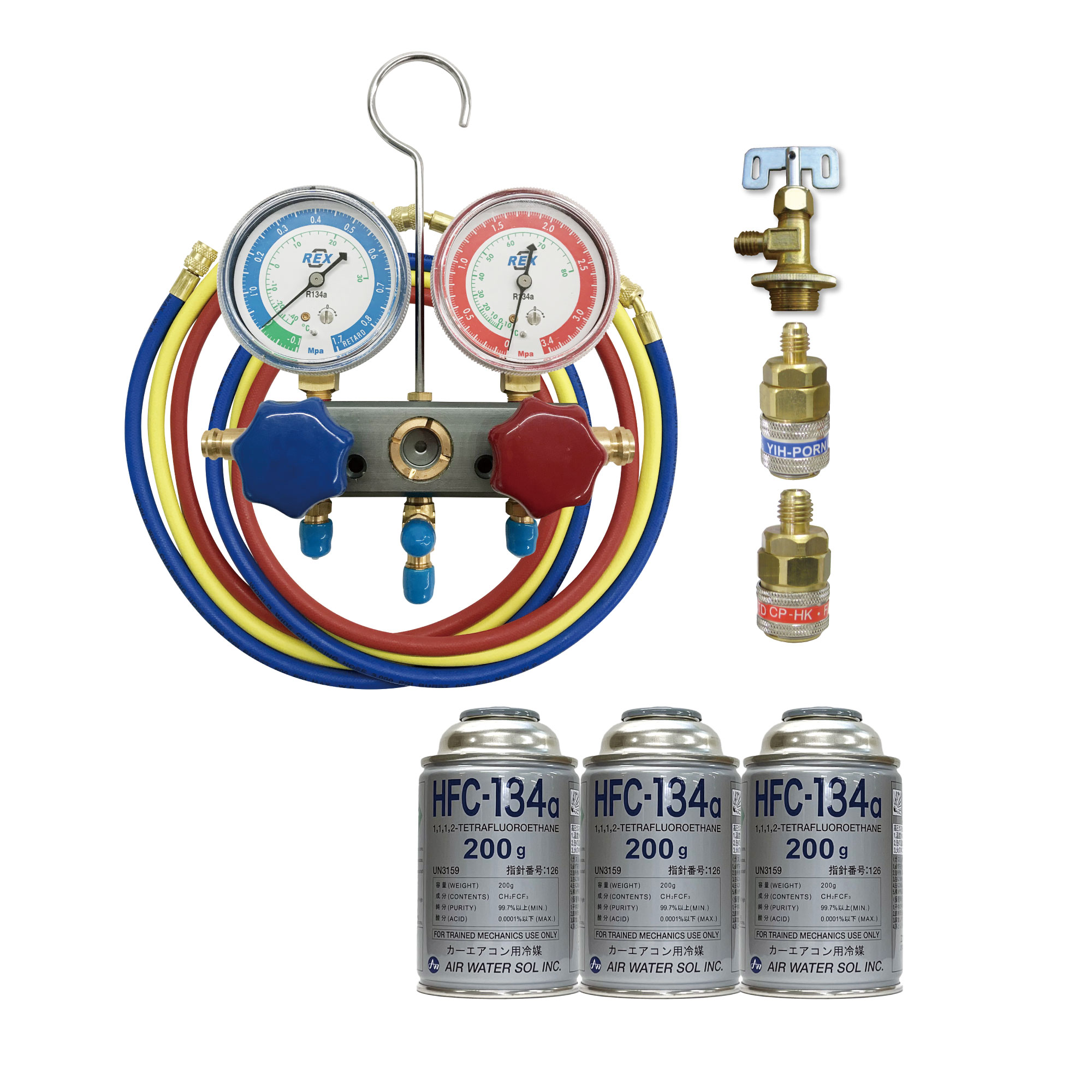 R134a用ﾏﾆﾎｰﾙﾄﾞｹﾞｰｼﾞﾜﾝﾀｯﾁｶﾌﾟﾗｾｯﾄ(景品付) WEB カーフレンド